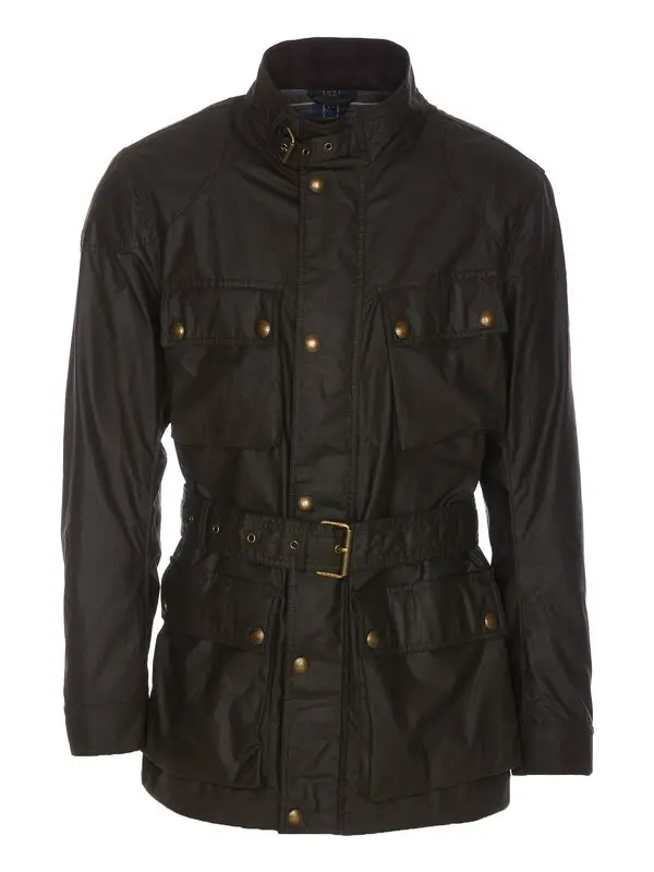 Belstaff Trialmaster Belted Waxed Jacket - Black