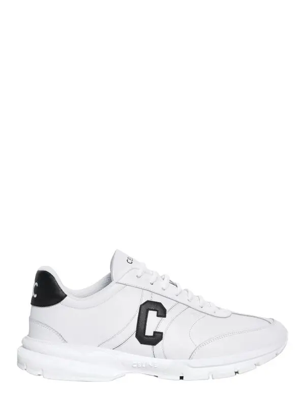 Celine Runner Cr-02 Low Lace-up Sneakers In Calfskin - White