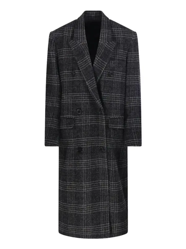 Isabel Marant Étoile Double-breasted Checked Long Coat - Grey