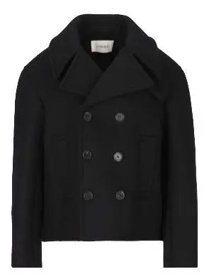 Saint Laurent Double-breasted Cropped Coat - Black