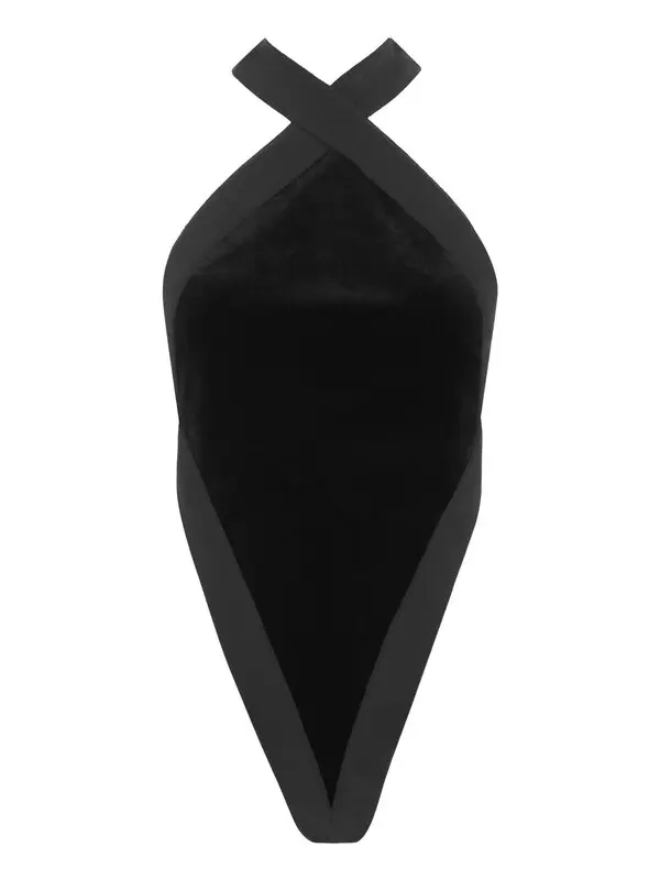 Saint Laurent Sleeveless Velvet Halter Neck Bodysuit - Black