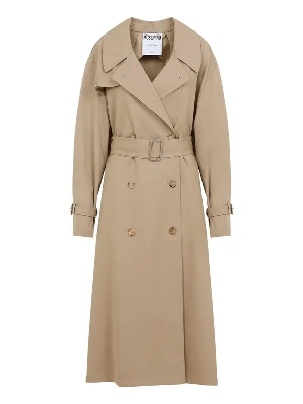 Moschino Belted Double-breasted Trench Coat - Beige