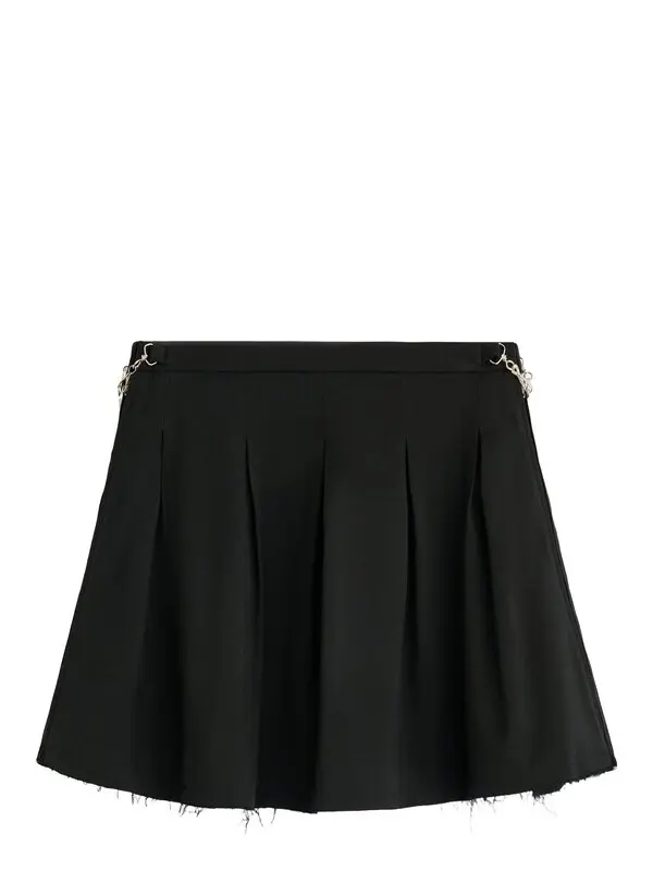 Our Legacy Pleated Mini Skirt With Zip Detail - Black Worsted Wool