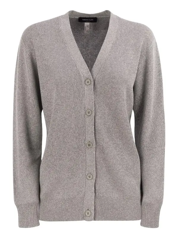 Fabiana Filippi V-neck Ribbed Cardigan - Gray