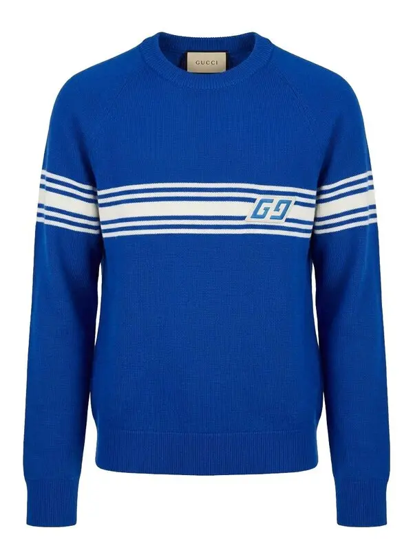 Gucci Gg Patch Wool Jumper - Blue
