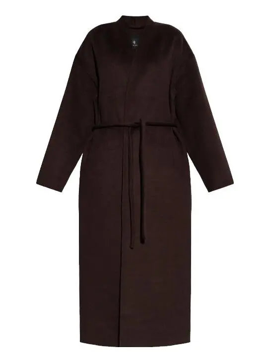 ANINE BING Wrap Coat With Tie Detail - Black