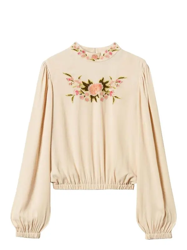TWINSET Floral Embroidered Blouse - Beige