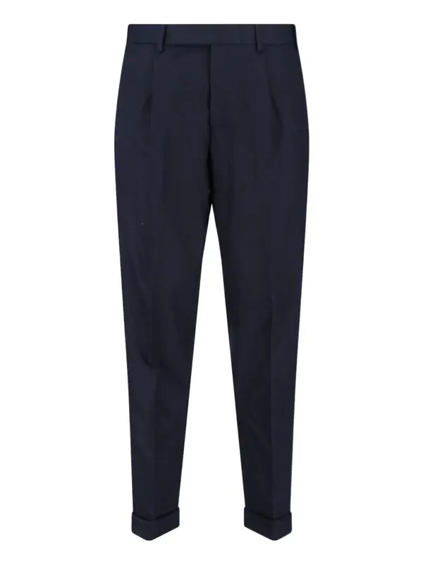PT TORINO Rebel Turn-up Hem Tapered Trousers - Navy