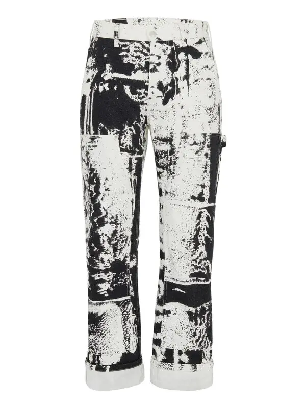 Alexander McQueen Printed Cropped Jeans - White