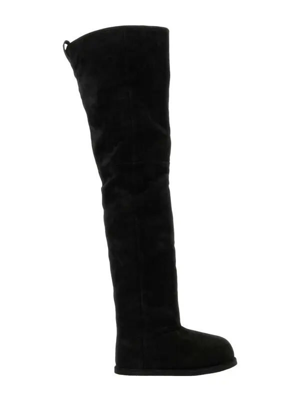 Amina Muaddi Over The Knee Round Head Boots - Black