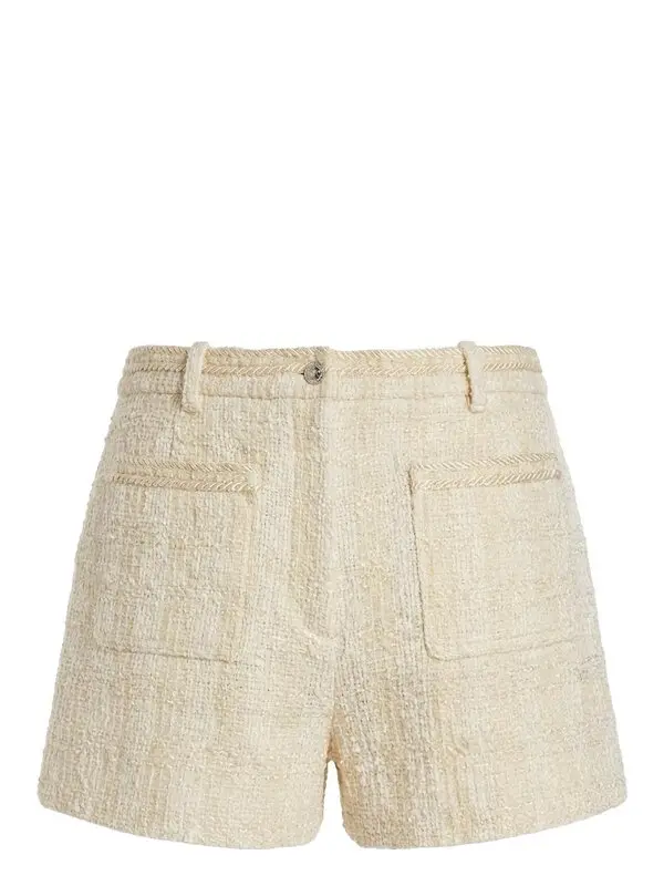 Gucci Tweed Shorts With Interlocking G Detail - Ivory White