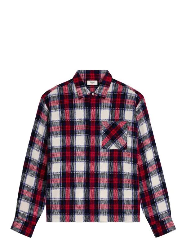 Celine Overshirt In Checked Cashmere - Black/red/white