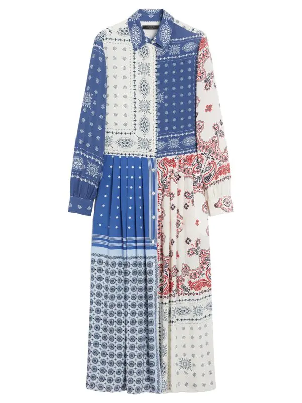 Max Mara Printed Viscose Shirt Dress - Blue