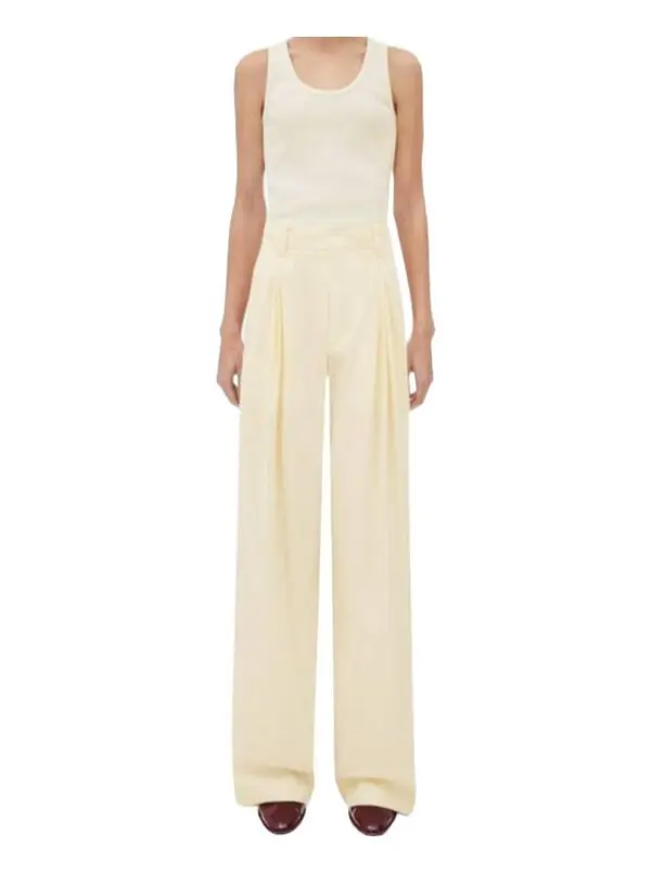 Bottega Veneta Pleated Wide Leg Trousers - Parchment
