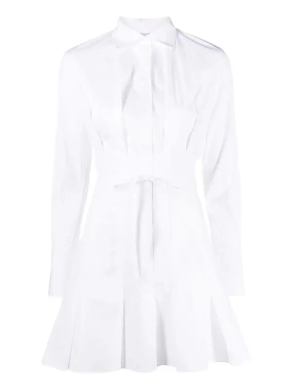 PATOU Cut Out Detailed Pleated Mini Shirt Dress - White