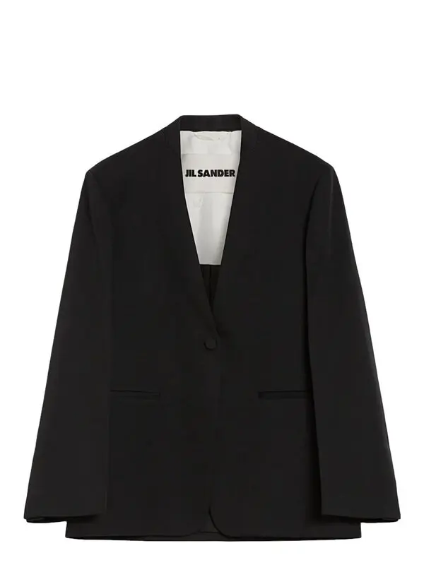 JIL SANDER Single-breasted Wool Blazer - Black