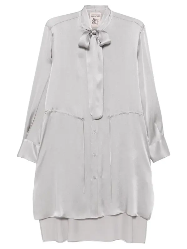 SEMICOUTURE Long-sleeved Shirt Dress With Drawstring Waist - Grey