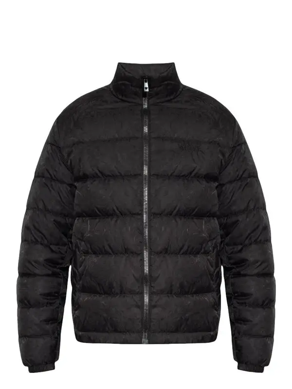 Versace Barocco-printed Padded Zip-up Jacket - Black