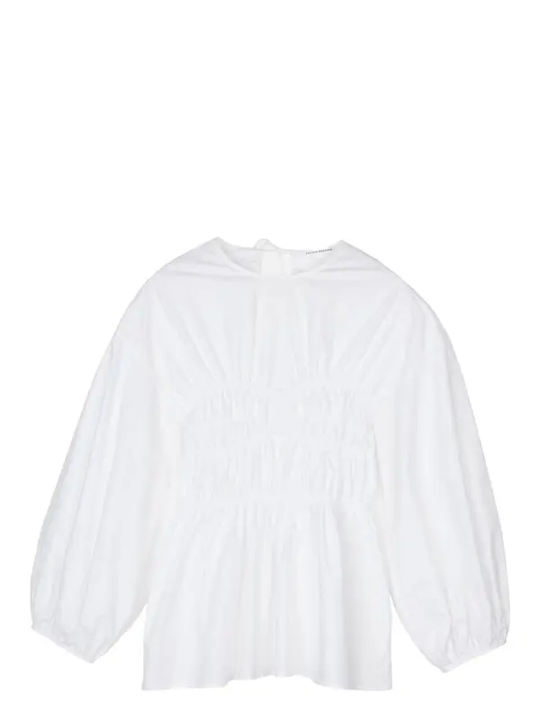 Cecilie Bahnsen Long Sleeve Pleated Top - White