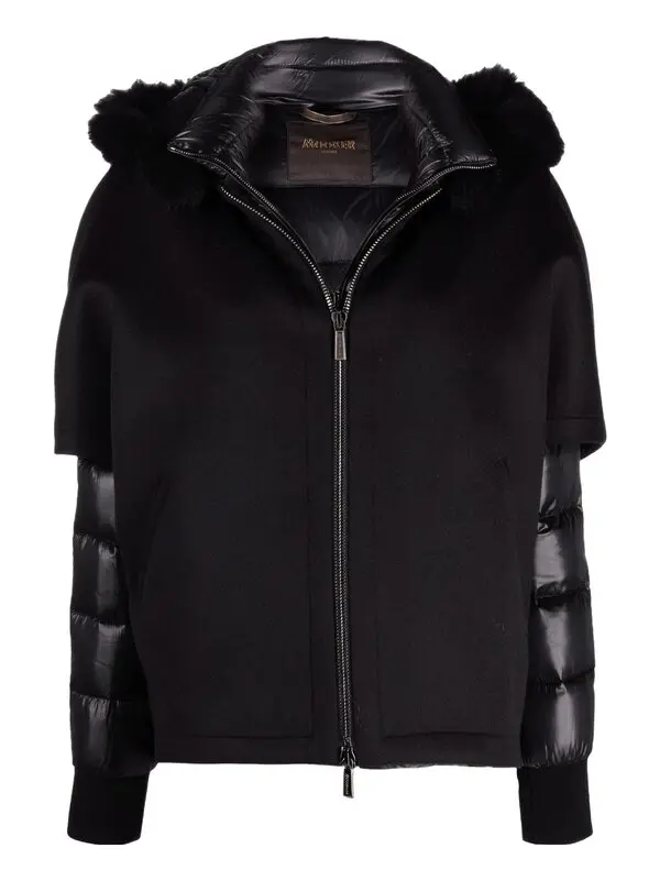 MOORER Pegasus Hooded Jacket With Fox Trim - Black
