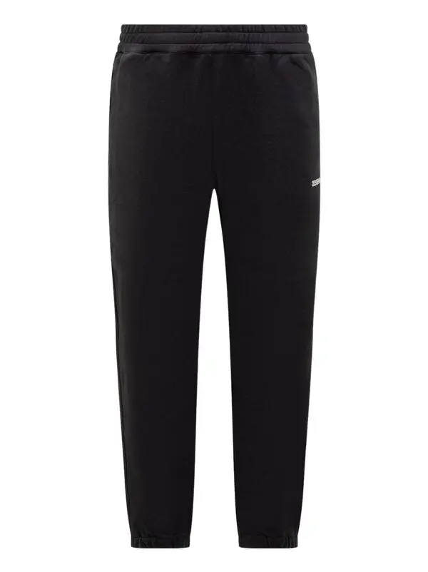 Zegna Rubberised-logo Jersey Track Pants - Black