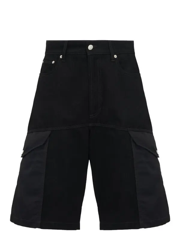 Alexander McQueen Hybrid Denim Straight Leg Shorts - Black
