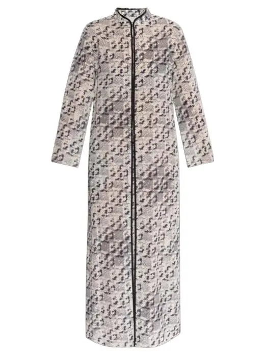 Tory Burch Long-sleeved Printed Maxi Dress - Crema