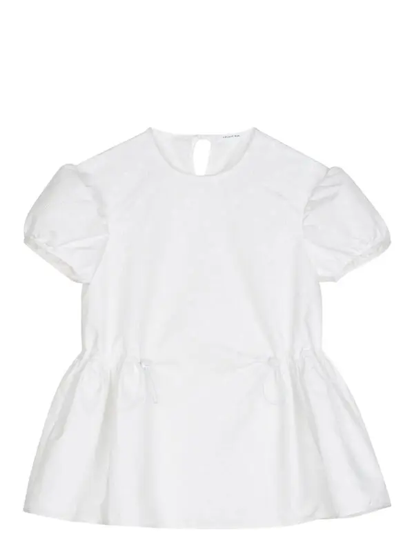 Cecilie Bahnsen Round Neck Top With Ruffled Hem - White