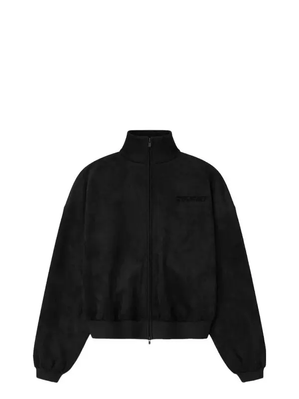 Fear Of God Logo Printed Zipped Sweatshirt - Vintage Black