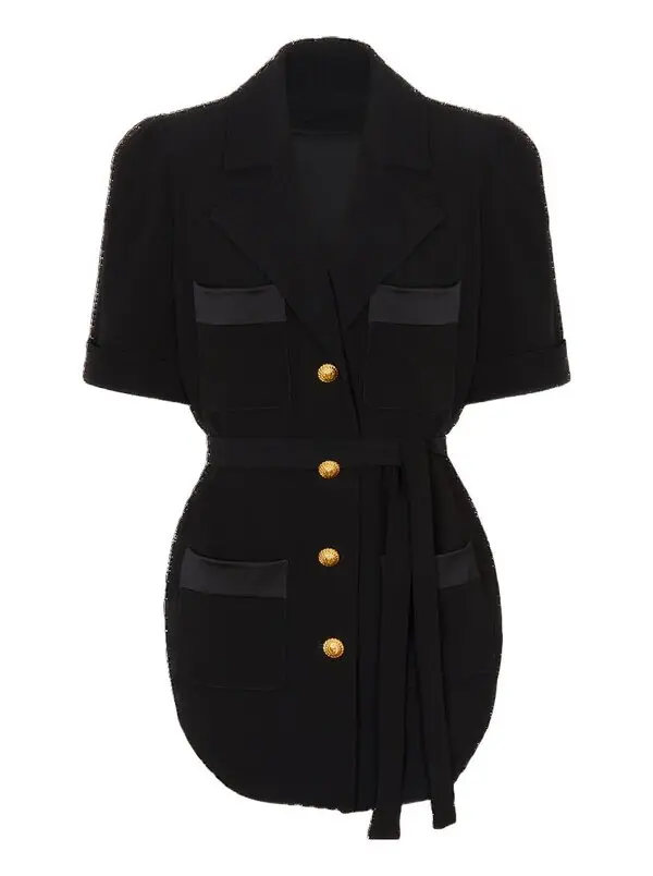 Balmain Safari Shirt With Gold Button Detail - Black