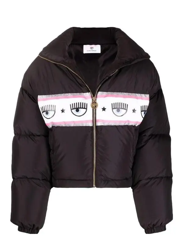 CHIARA FERRAGNI Logomania Tape Puffer Jacket - Black