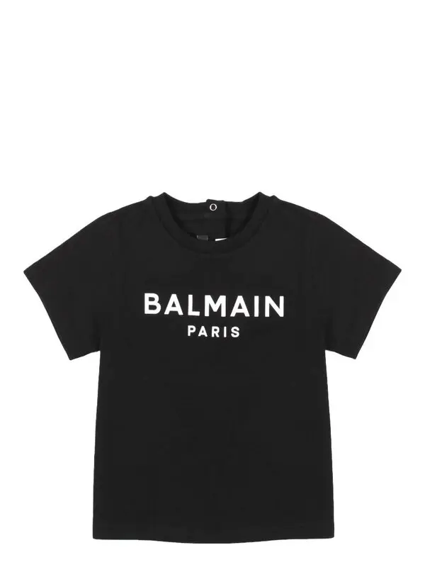 Balmain Logo Print Cotton T-shirt - Black