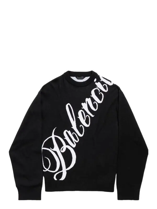Balenciaga Big B Crewneck Knitted Jumper - Black/white