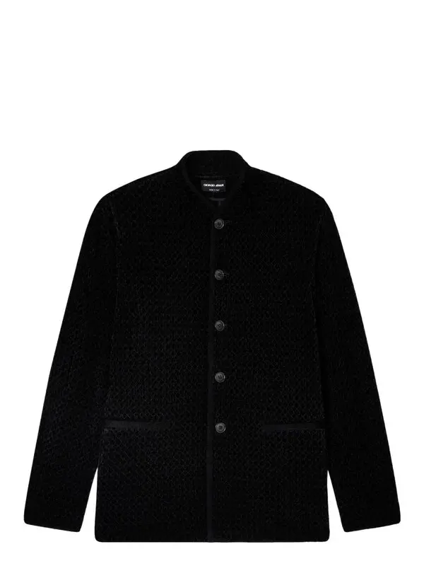 Giorgio Armani Single-breasted Jacket With Guru Collar - Black