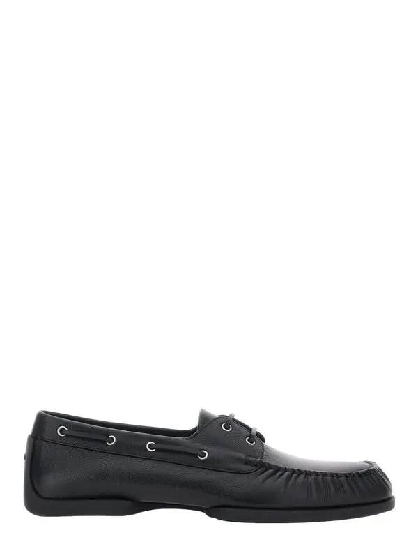 JIL SANDER Ruched Detailed Loafers - Black