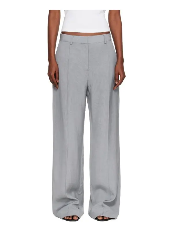 ST. AGNI Classic Pintuck Straight-leg Trousers - Grey