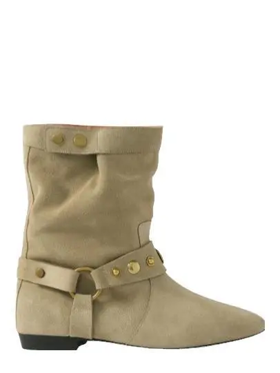 Isabel Marant Étoile Stania Studded Suede Ankle Boots - Green