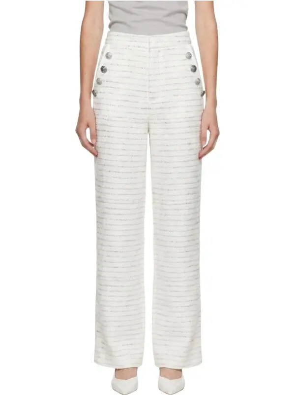 Marissa Chiara Button Detail Cropped Trousers - White