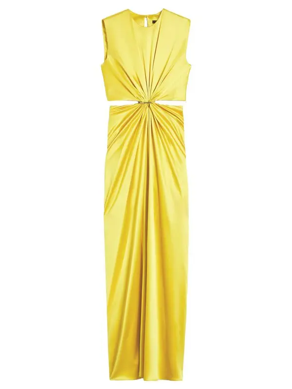 Max Mara Hourglass Gathered Sleeveless Maxi Dress - Yellow