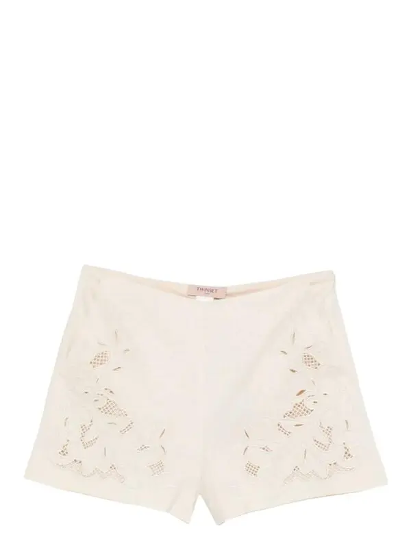 TWINSET Embroidered Zipped Shorts - White