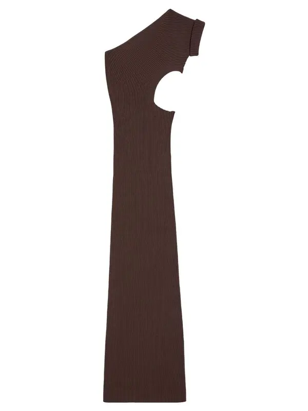 Max Mara Arda One-shoulder Ribbed Maxi Dress - Brown