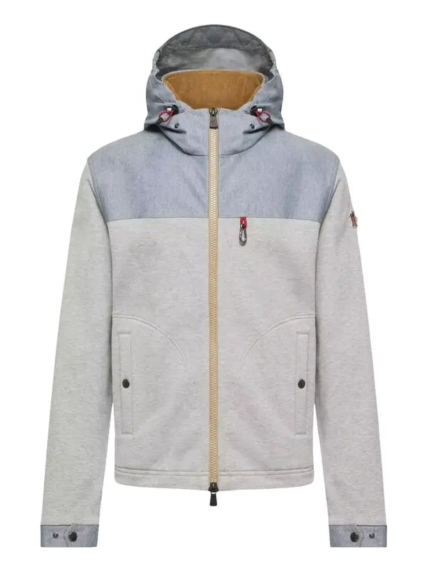 Moncler Color-block Zip-up Hooded Jacket - Grey