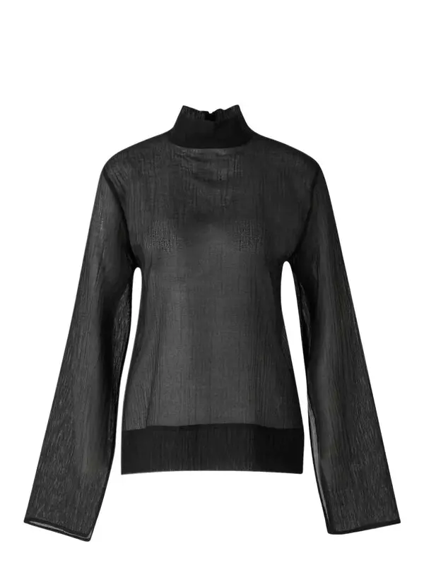 TOTEME High-neck Embellished Long Sleeve Top - Black