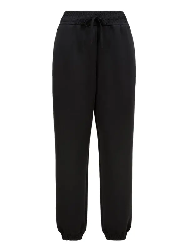 Moncler Elasticated Waist Drawstring Jogger Pants With Logo Patch - Black