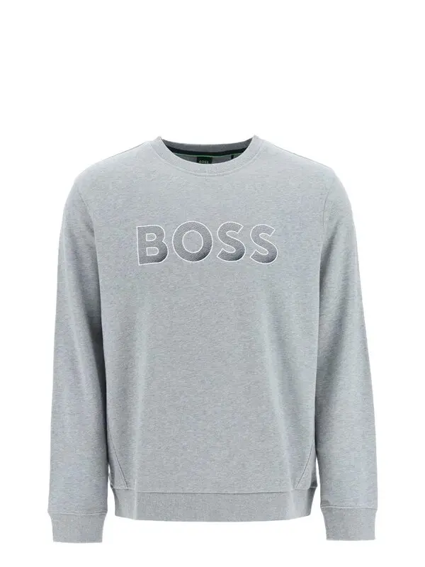 Hugo Boss Logo Detail Crewneck Sweatshirt - Gray