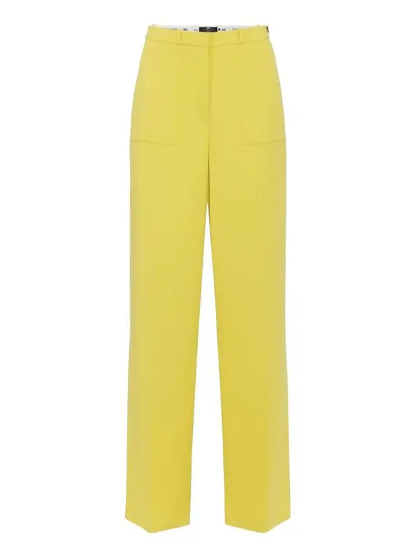 Elisabetta Franchi Logo Patch Wide-leg Trousers - Yellow