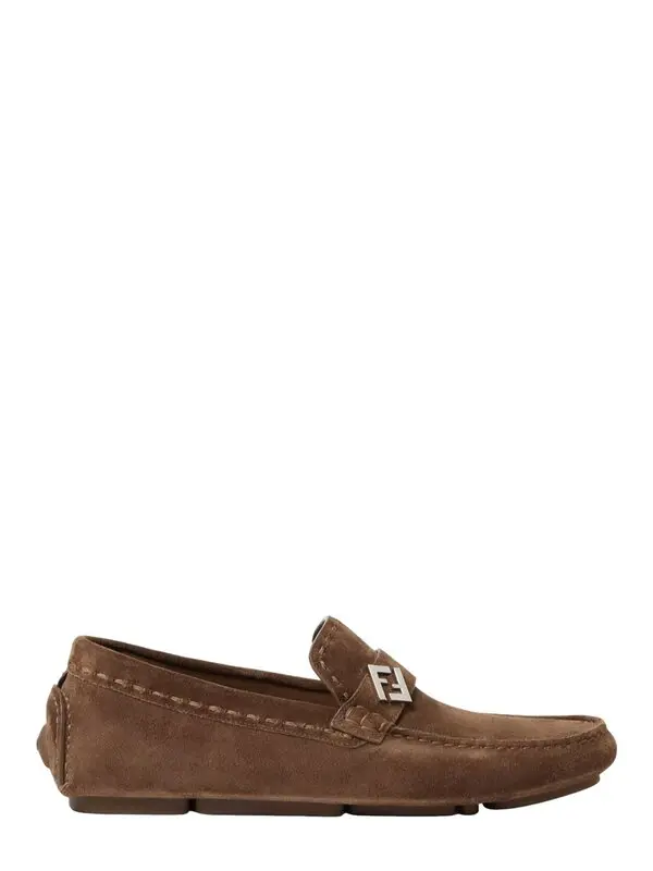 Fendi Suede Ff Detail Driving Loafers - Brown
