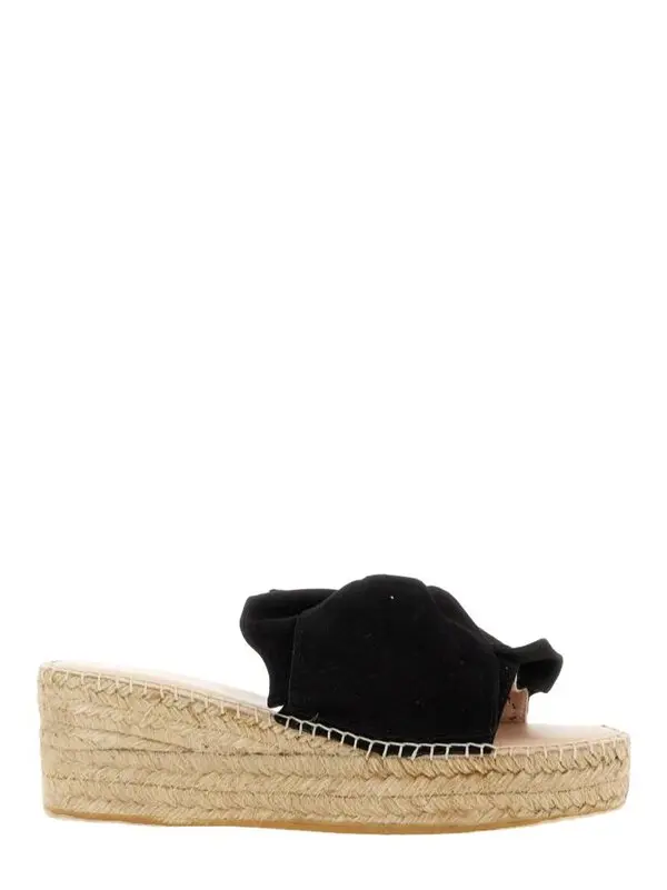 Manebí Knot Detail Flat Espadrille Wedge Sandals - Black