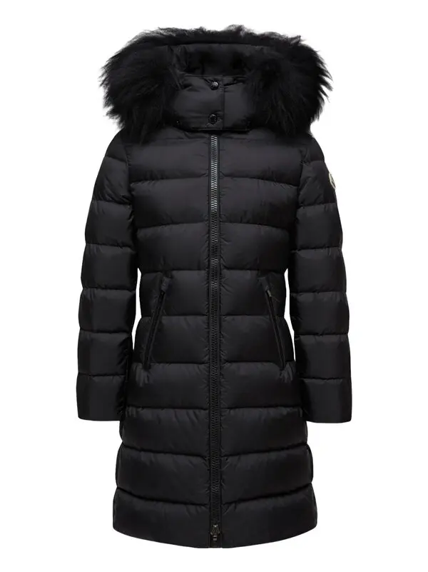 Moncler Abelle Down Jacket With Shearling-trimmed Hood - Black