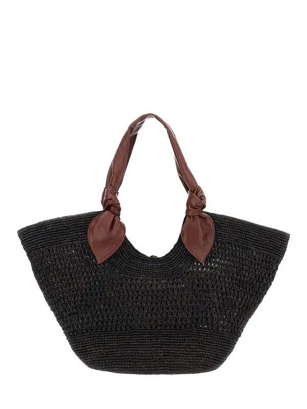 Hereu Phonol Woven Tote Bag With Top Handle - Black